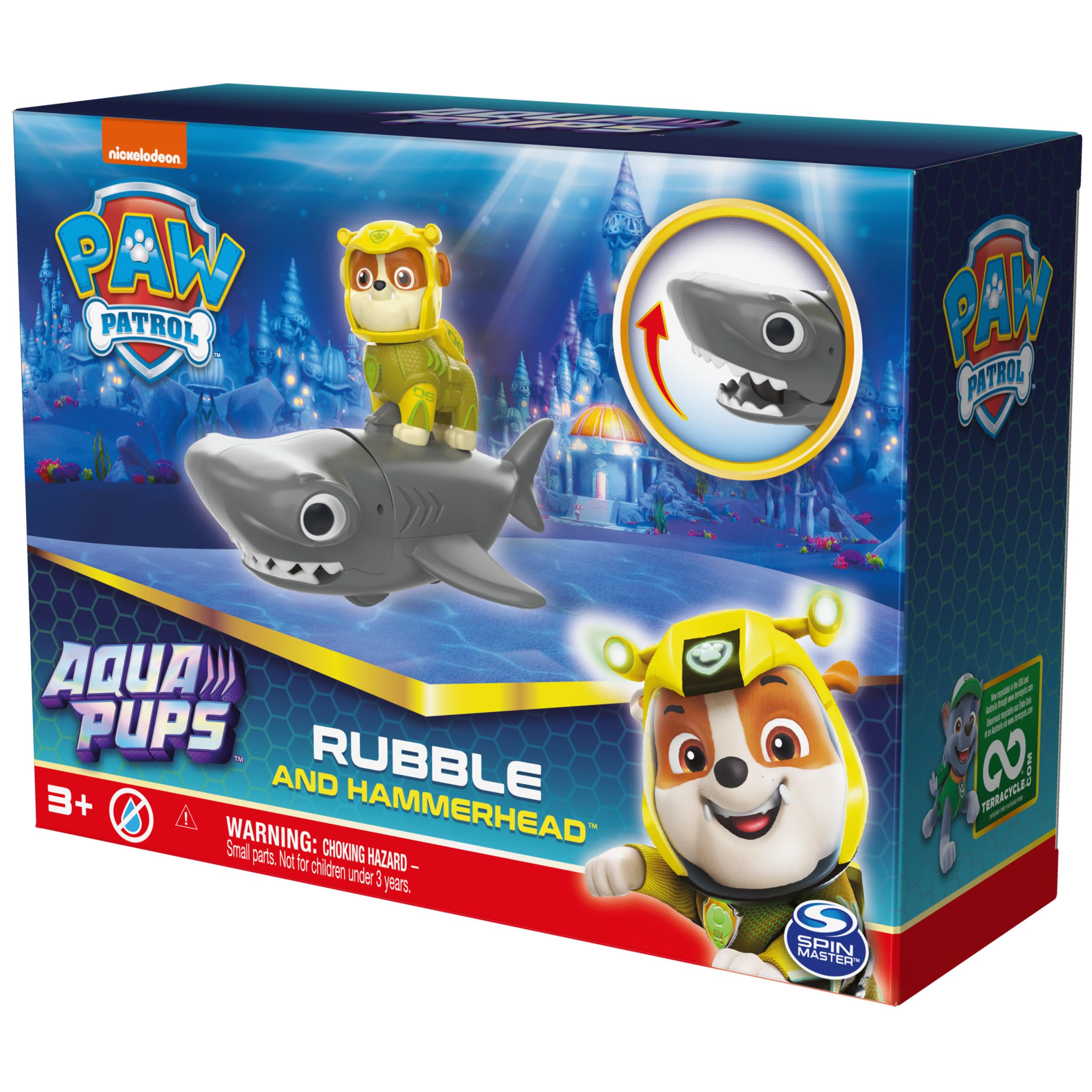 Paw Patrol, Aqua Pups Rubble and Hammerhead Action Figures Set, Kids Toys for Ages 3 and up