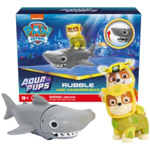 paw patrol, aqua pups rubble and hammerhead action figures set, kids toys for ages 3 and up