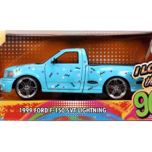 Jada Toys I Love The 90’s 1:24 1999 Ford F150 SVT Lightning Die-cast Car, Toys for Kids and Adults, Sky Blue (26136)