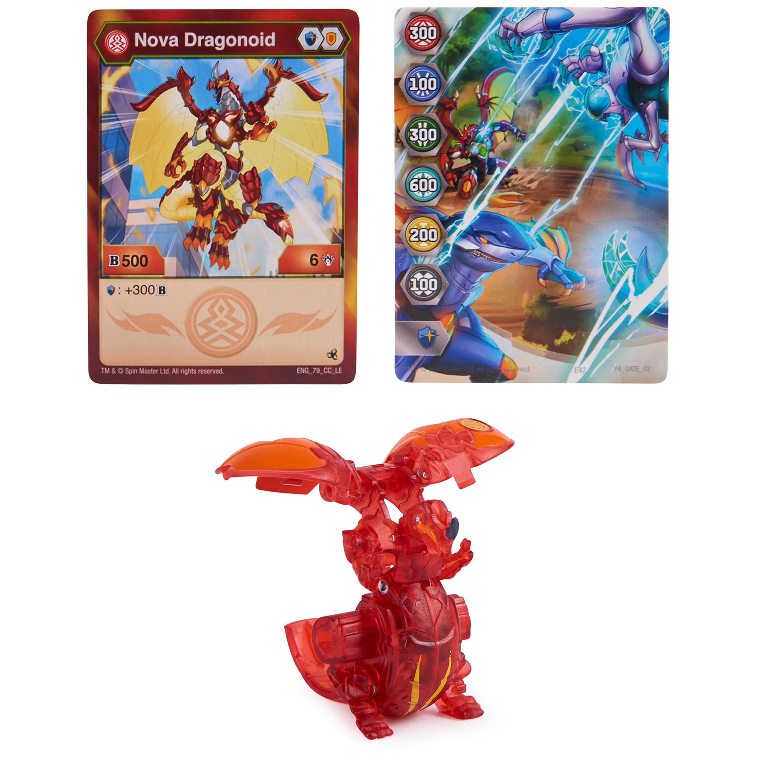 Bakugan Legends, Nova Bakugan, Dragonoid, Light Up Bakugan Action Figures, 1 Character Card and Metal Gate Card, Kids Toys for Boys Ages 6 and Up