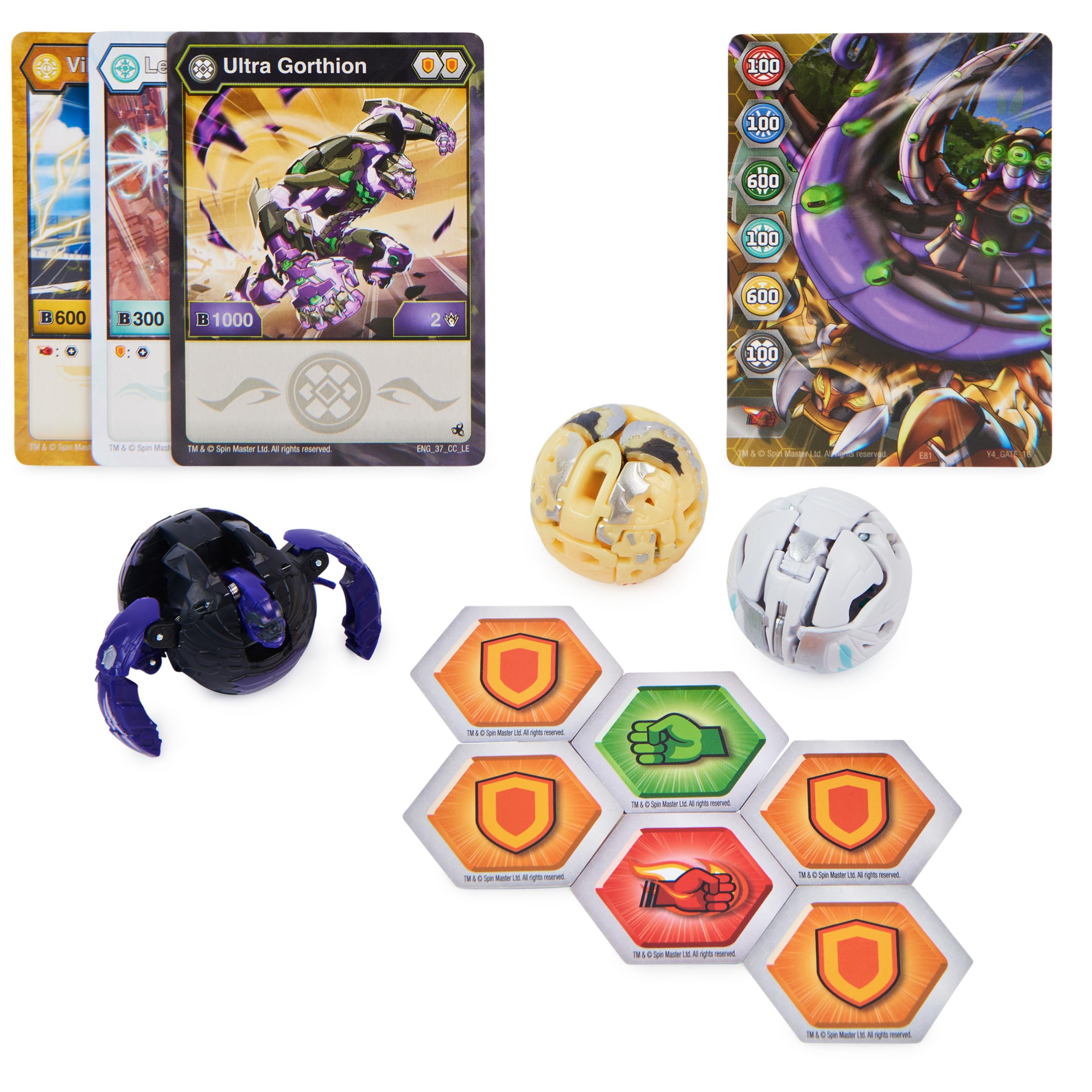 Bakugan Legends Starter 3-Pack, Gorthion Ultra with Leonidas and Viloch, Collectible Action Figures, Ages 6 and Up