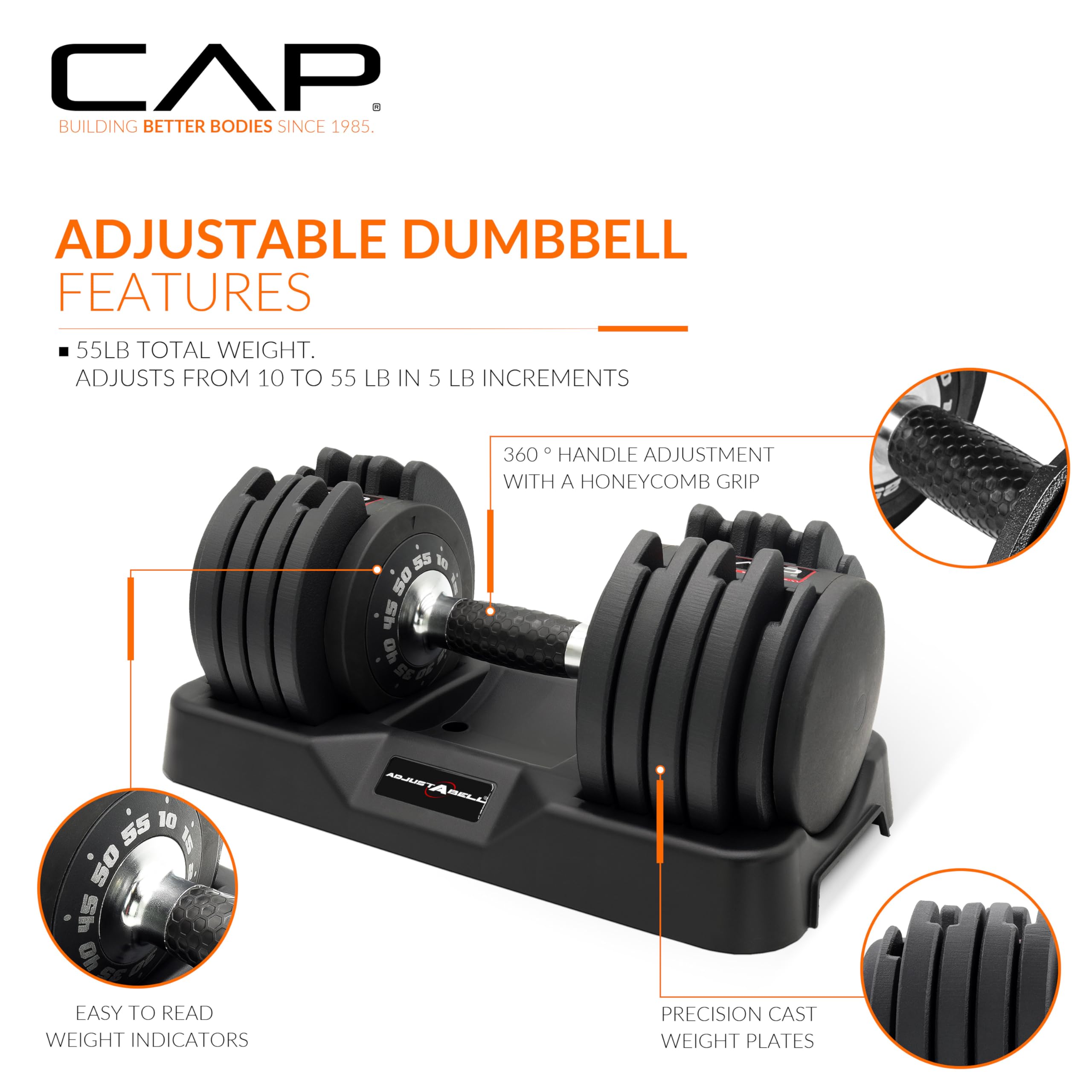 CAP Barbell 55lb Single ADJUSTABELL Dumbbell