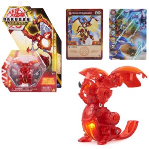 bakugan legends, nova bakugan, dragonoid, light up bakugan action figures, 1 character card and metal gate card, kids toys for boys ages 6 and up