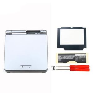 Full Housing Shell Cover for Gameboy Advance SP GBA SP with Screen Lens Tools Replacement (Silver)