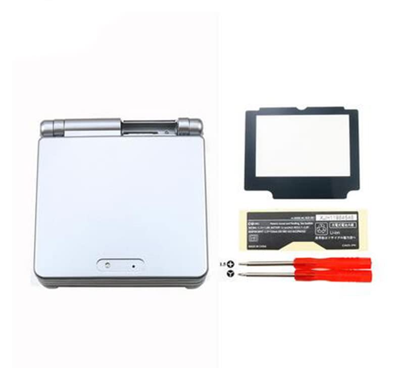 Full Housing Shell Cover for Gameboy Advance SP GBA SP with Screen Lens Tools Replacement (Silver)