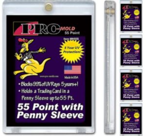 5-count pro-mold 55pt. magnetic one-touch card holders holds sleeved card mh55s