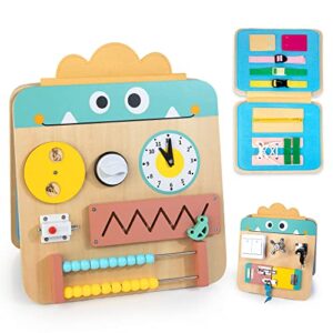 hellowood 17 for 1 wooden busy board for kids, montessori toys for 2 3 4 years old, eduacational activity sensory board, multifunctinal learning toys for toddlers age 2-4, fine motor skill