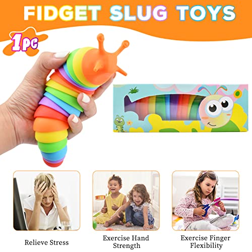 Cevioce Fidget Slug Toy, Sensory Slug Fidget Toy for Kids & Adults, 1 PC Cute Autism Sensory Toys for Autistic Children｜Great Birthday Gift for Girls Boys - Easter Basket Stuffers for Toddlers Kids