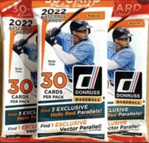 (3 packs) 2022 panini donruss baseball cello/fat pack - 90 baseball cards included