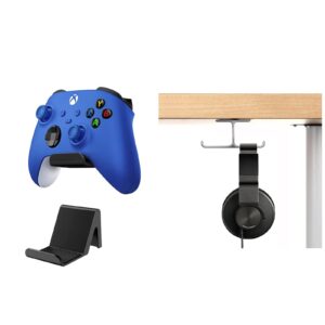 6amlifestyle headphone hanger stand headphone hook holder for pc gaming dj headphones, 2 pack controller holder stand for ps5 ps4 xbox one switch pro gamepad controller