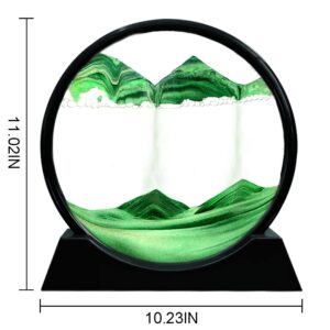 Muyan Moving Sand Art Picture Sandscapes in Motion Round Glass 3D Deep Sea Sand Art for Adult Kid Large Desktop Art Toys (12 Inch, Green)