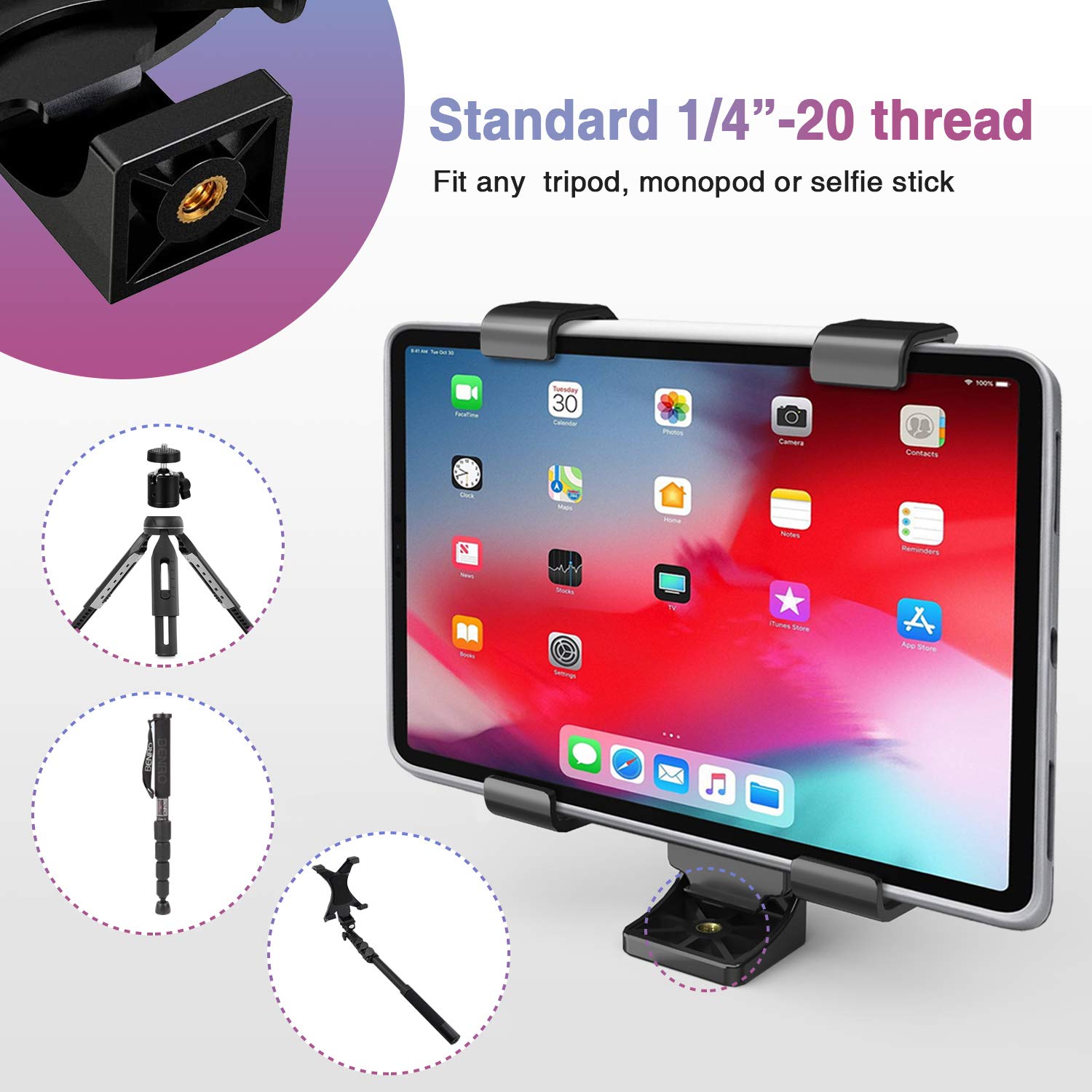 Controller and Headphone Holder Stand for PS5 PS4 Xbox One Switch Pro Gamepad Controller, iPad Tripod Mount Adapter for iPad, iPad Air, iPad Mini, Kindle Fire, Samsung Galaxy Tab, Microsoft Surface