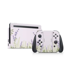 Tacky Design Lavender Skin Compatible with Nintendo Switch Skin Wrap Cover, Lupine Skin for Nintendo Switch Stickers, Premium Vinyl 3M Full Wrap Decal