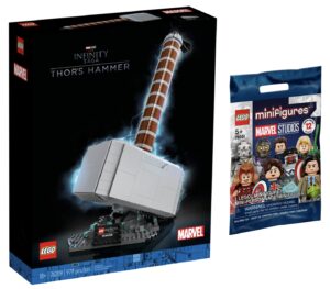 lego marvel thor's hammer mjolnir 76209 deluxe building toy + mystery marvel mini figure