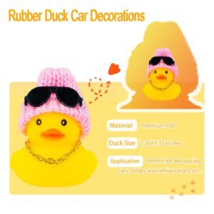 MuMyer Rubber Duck Car Ornaments Duck Car Dashboard Decorations for Car Dashboard Decoration Accessories with Mini Hat Swim Ring Necklace and Sunglasses