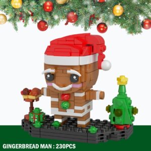 eirix Christmas Building Block Set: Christmas Building Bricks Brickheadz Kit for Kids Ages 6+ and Adults, Xmas Home Decor with Santa Snowman Gingerbread Man and Elk Figures