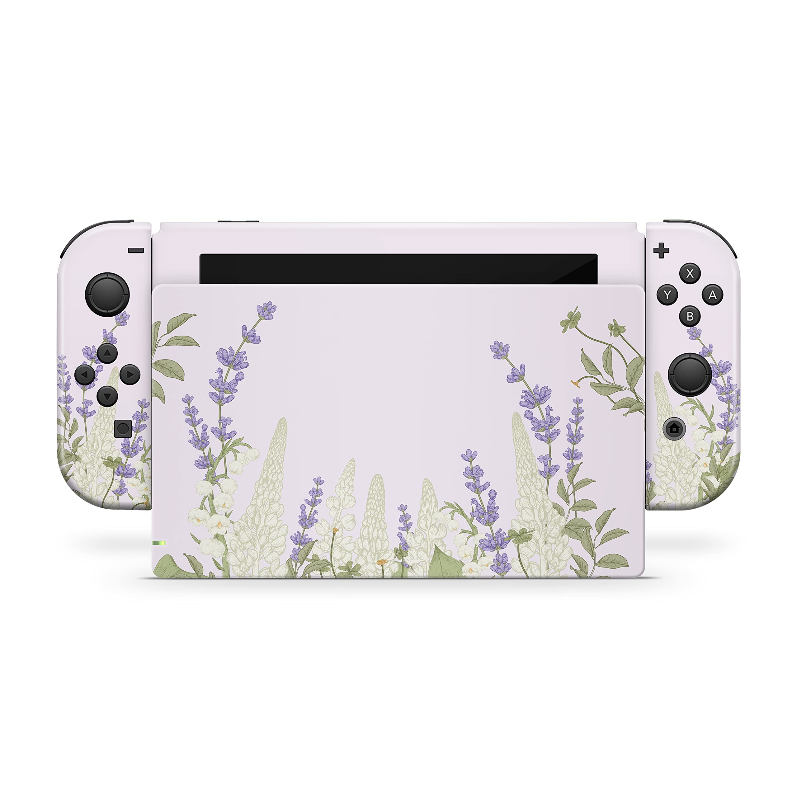 Tacky Design Lavender Skin Compatible with Nintendo Switch Skin Wrap Cover, Lupine Skin for Nintendo Switch Stickers, Premium Vinyl 3M Full Wrap Decal