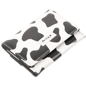 packove trifold ladies wallets cute cow pattern wallet mini credit card wallet small cow wallet short purse practical cash wallet for girls