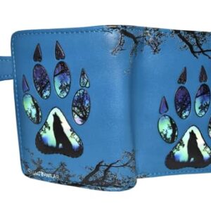 Shag Wear Wolf Paw Small Animal Wallet for Women and Teen Girls Vegan Faux Leather 4.5" Blue