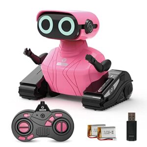 hongca rechargeable girl robot toy, touch-sense rc with led eyes, dance moves, flexible head/arms, gifts for kids ages 3+