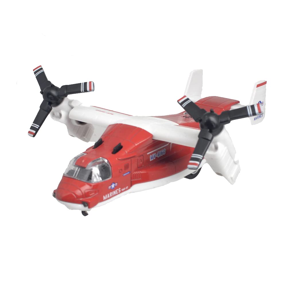 Ailejia Alloy Metal Airplane US MV-22 Military Osprey Transport Helicopter Toy Model Die Cast Airplanes Army Aircraft with Pull Back Fighter Toys (Red)