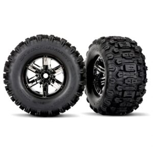 traxxas tire and wheels x-maxx black chrome sledgehammer 7774a