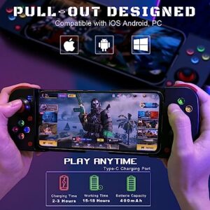 Megadream Mobile Game Controller Gamepad for iPhone iOS Android PC: Works with iPhone 15/14/13/12/11/X, iPad, Samsung Galaxy, TCL, Tablet, Call of Duty, Diablo Immortal - Directly Play (Black)