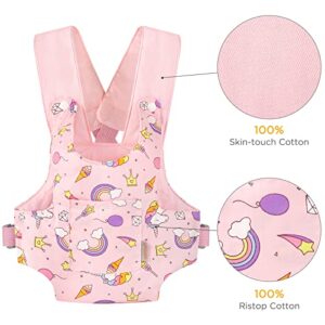 GAGAKU Doll Carrier Doll Accessories Stuffed Animal Carrier with Adjustable Straps for Kids – Pink (Stars)