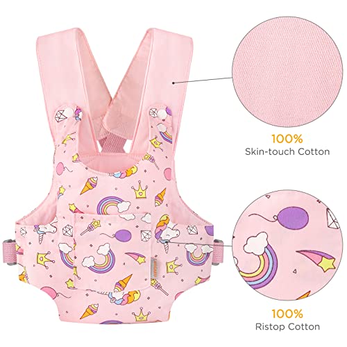 GAGAKU Doll Carrier Doll Accessories Stuffed Animal Carrier with Adjustable Straps for Kids – Pink (Stars)