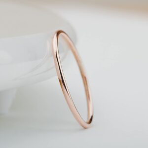 1mm Thin Smooth Stacking Skinny Ring in Sterling Silver, Gold, or Rose Gold | Comfort Fit | Sizes 2-12 (2, 14K Rose Gold Fill)