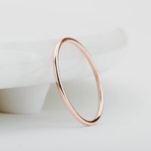 1mm Thin Smooth Stacking Skinny Ring in Sterling Silver, Gold, or Rose Gold | Comfort Fit | Sizes 2-12 (2, 14K Rose Gold Fill)