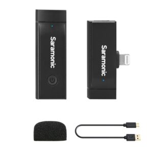 saramonic wireless microphone for iphone - intelligent noise cancellation, true plug&play, record while charging, long battery life, 24-month warranty