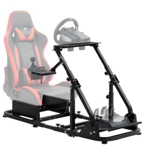 supllueer racing simulator cockpit with dual reinforcement arm compatible with logitech g25 g27 g29 g920 g923 thrustmaster t300, steering wheel stand, wheel pedals and seat not include