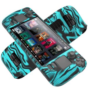 case for steam deck protector skin: full silicone protective soft cover shockproof non slip and anti scratch accessories for stream deck (camouflage army blue)