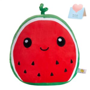 bstaofy cute watermelon fruit soft plush pillow ultrasoft squishy animal cushion body pillow birthday valentines weekend gifts for toddler kids boys girls, 12’’