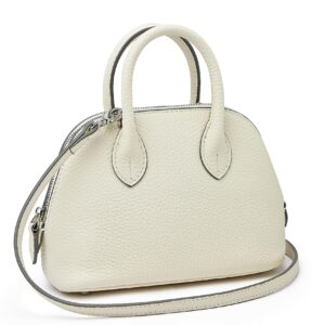 DORIS&JACKY Small Leather Dome Crossbody Bag Cute Shell Shape Zip Around Handbags (2-Off White)