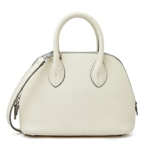 DORIS&JACKY Small Leather Dome Crossbody Bag Cute Shell Shape Zip Around Handbags (2-Off White)