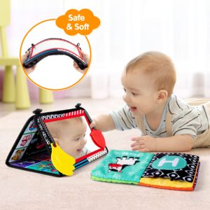 SYNARRY Tummy Time Mirror, Baby Mirror Tummy Time Floor Mirror, High Contrast Black and White Baby Toys 0 3 6 Months Brain Developmental Newborn Infant Crawling Toy Gift 0-3 0-6 6-12 Months