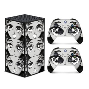 tacky design anime skin compatible for xbox series x skin kawaii console & two controller skin, xbox x sticker premium vinyl 3m decal full wrap, xbox cover