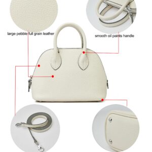 DORIS&JACKY Small Leather Dome Crossbody Bag Cute Shell Shape Zip Around Handbags (2-Off White)