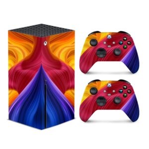 tacky design abstract colorful skin compatible for xbox series x skin twisting console & two controller skin, xbox x sticker premium vinyl 3m decal full wrap, xbox cover