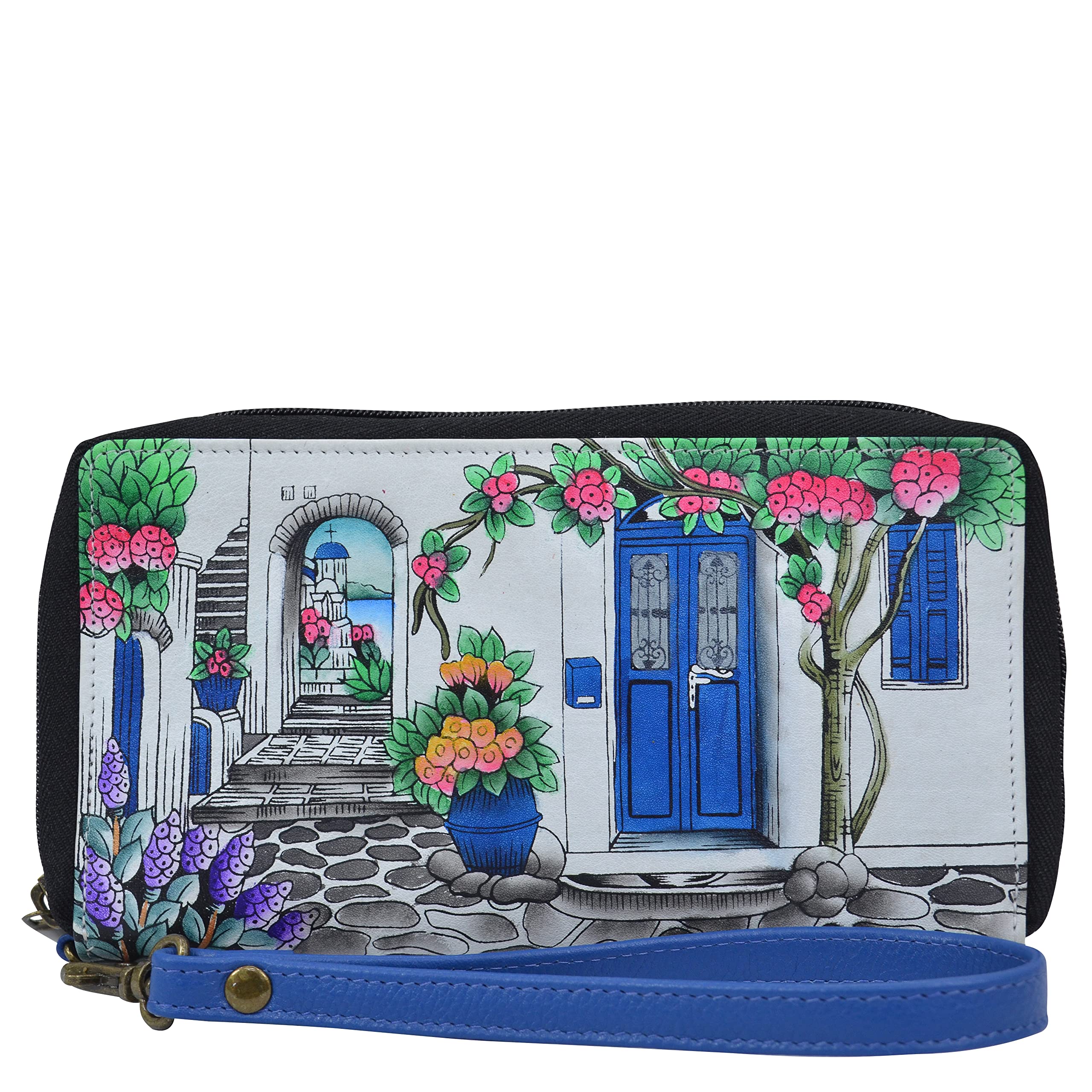 Anna by Anuschka Women's Hand-Painted Genuine Leather Wristlet Organizer - Magical Greece