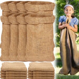 12 pack burlap sack race bags 24 x 40 inch large burlap sack potato sack outdoor lawn games for holiday birthday, family reunion, carnival, easter, halloween, plant frost protection(12 pcs)