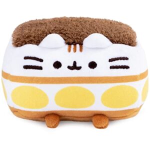 gund pusheen tiramisu plush squishy, stuffed animal for ages 8 and up, white/brown, 4”