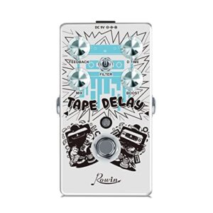 rowin tape delay guitar pedal with reverb boost effect pedal full size true bypass re-01