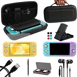 ansippf nintendo switch lite accessories bundle 9-in-1, carrying case, grip protective cover/joy-con/card case, screen protector, stylus, headphone, playstand, cable & more value