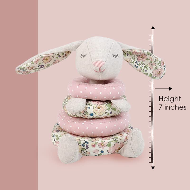 MON AMI Petit Bunny Soft Plush Stacking Toy – 7”, Early Development STEM Montessori Toys, Sensory Development Toys, Encourage Hand-Eye Coordination