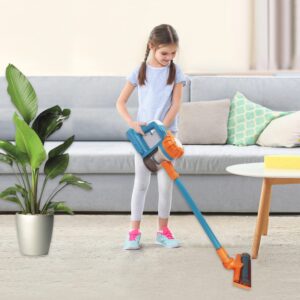 Qizfun 3-in-1 Kids Vacuum That Really Works, Toddler Toy Vacuum Cleaning Set for Children Aged 3+, includes Working Suction for Realistic Play (Orange/Blue)