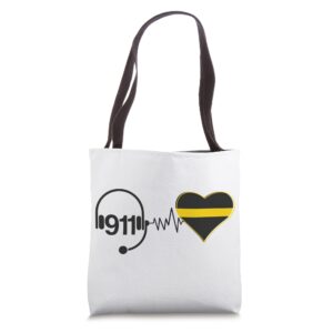 911 dispatcher thin yellow line 911 operator tote bag