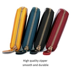 CHANPINCL RFID Wallets for women Genuine Leather Zipper Purses Secure Large Capacity Multi-card Clutch colourful Travel Wallets (Bule)